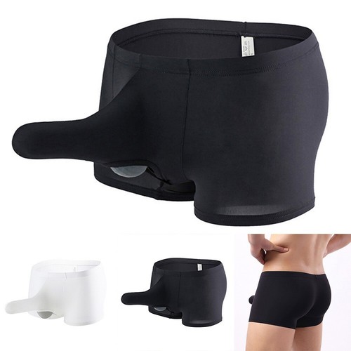 Short boxer homme noir et blanc massif slips fourreau ouvert fermé ...