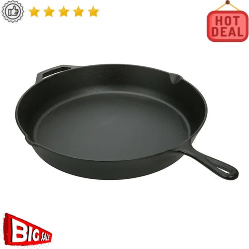 12" Pre-Seasoned Skillet W/ Handle & Lips Camping Outdoors Cookware ...