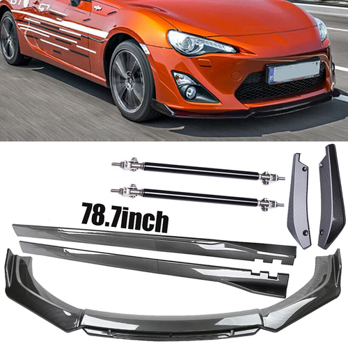 Carbon Fiber Side Skirt Rear & Front Bumper Lip Splitter Rods For ...