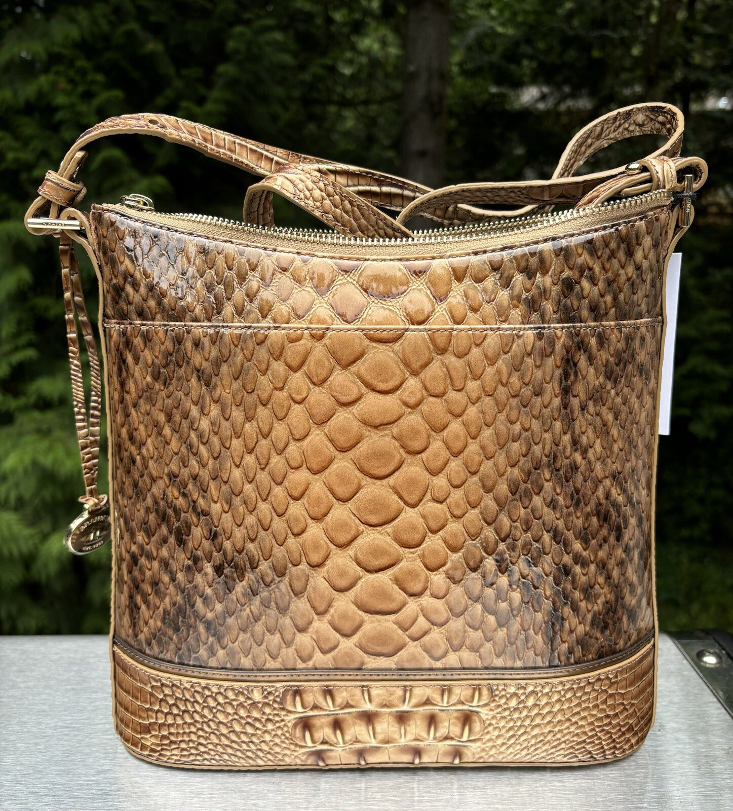 🤎🧡🤎NEW BRAHMIN KATIE MACCHIATO MANSOURI BROWN SNAKESKIN PATTERN HANDBAG ...
