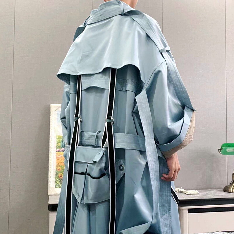 Mens Cyberpunk Overcoat Urban Outdoor Techwear Yama Style Coat Japanese ...