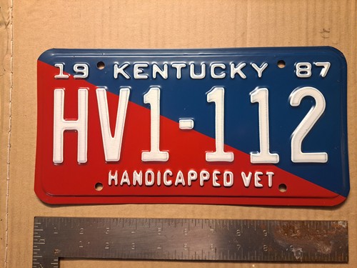 License Plate, Kentucky, 1987, HV (Handicapped Veteran) 1112 | eBay