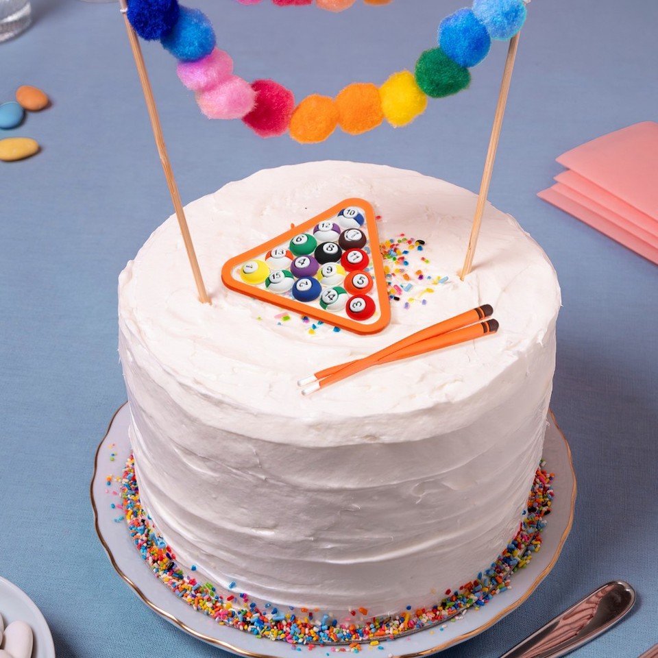 2 Sets Billiards Cake Topper Pool Table Decoration Dad Man Billar ...