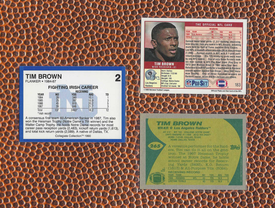 1989-90 TIM BROWN Rookie Card Lot RC RAIDERS HOF Legend NM/MT ***FREE ...