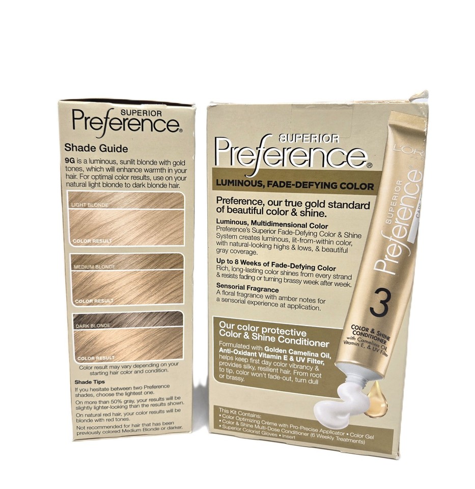 L'Oreal Paris Superior Preference Hair Color, 9G Light Golden Blonde ...