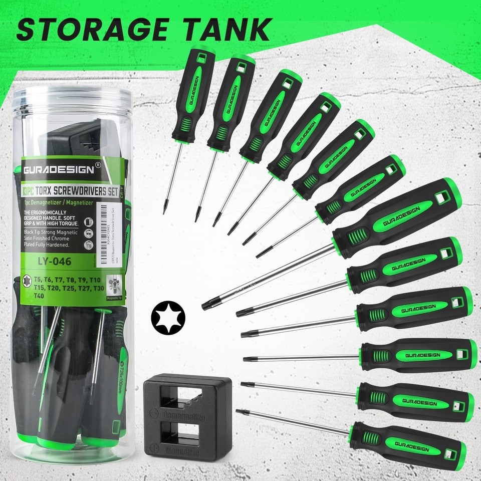 13 Pieces Magnetic Torx Screwdriver Set, T5 to T40 Star Screwdrivers | eBay