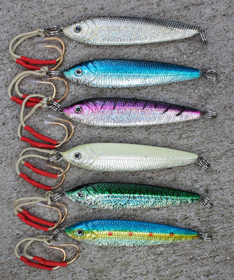 Fish Mega Bait Jigs 6 Pcs 184g 5" Butterfly Rigged w/Assist Hooks Free ...