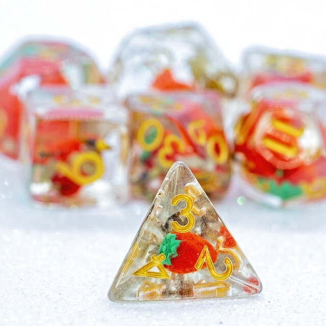 Sage's Familiars - Magic Strawberries Resin Polyhedral Dice Set | RPG ...