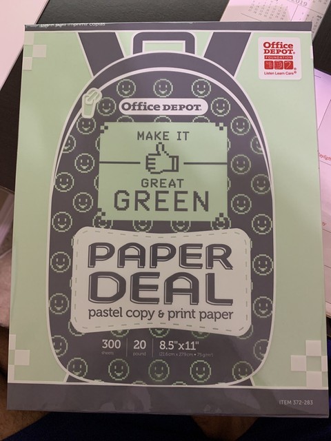 Office DEPOT Colored Copy Paper Green 8 1/2 Inch X 11 Letter Size 20 Lb ...