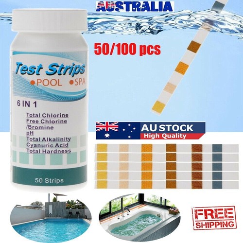 50/100PC 6in1 Chlorine Dip Test Strips Hot Tub SPA Swimming Pool PH ...