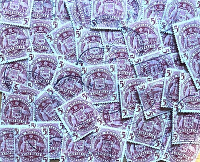 Australia Used Predecimal Stamps. Coat of Arms 5/- X 50 (6962) | eBay
