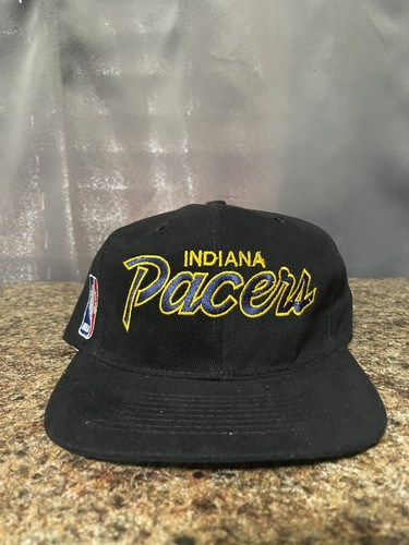 Customized Vtg Indiana Pacers Script Black Dome SnapBack Hat ( Replica ...