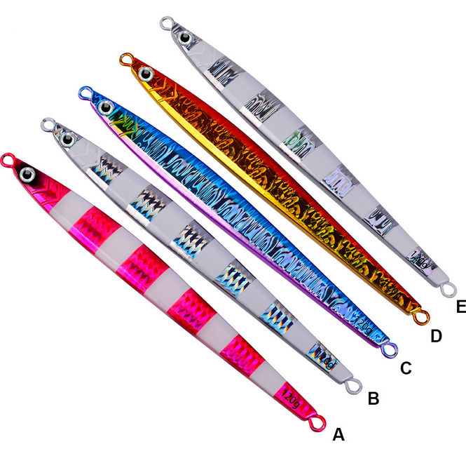 5*Glow Slow Fall Fishing Lures Sinking Lead Metal Flat Jigging ...