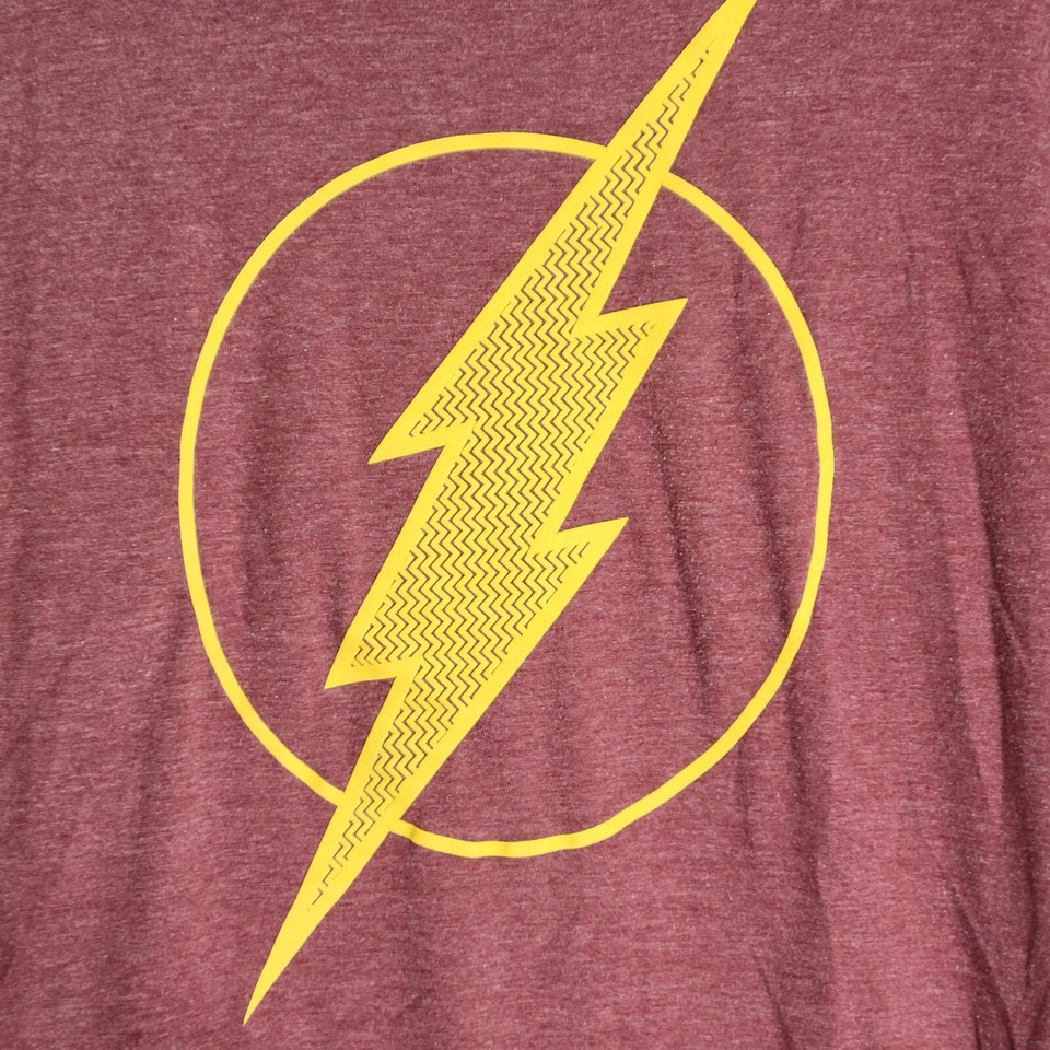 The Flash Shirt Mens Small Burgundy DC Comic Short Sleeve Superhero ...