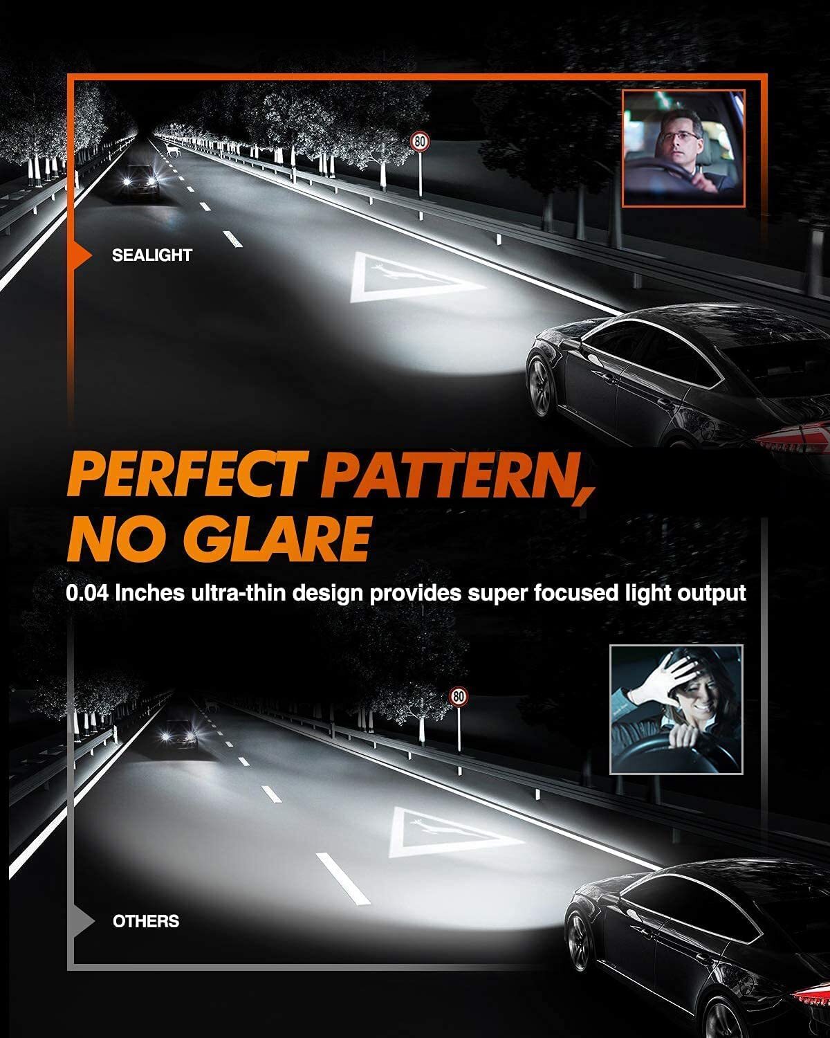 SEALIGHT 9007 LED Headlight Bulbs Conversion Kit High Low Beam 6500K ...