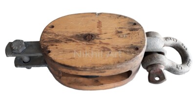 Antique Wooden Hoist Pulley Single Wheel Block | eBay