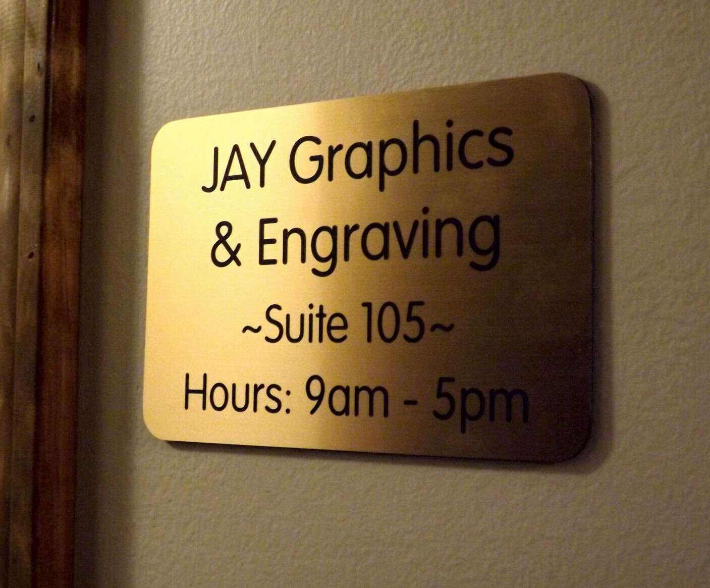 Custom Engraved 4x6 Brushed Gold Office Suite Sign | Small Business ...