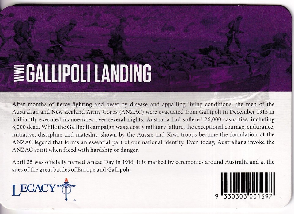 AUSTRALIAN: 2015 20 CENT WWI GALLIPOLI LANDING 100 YEARS OF ANZAC COIN | eBay