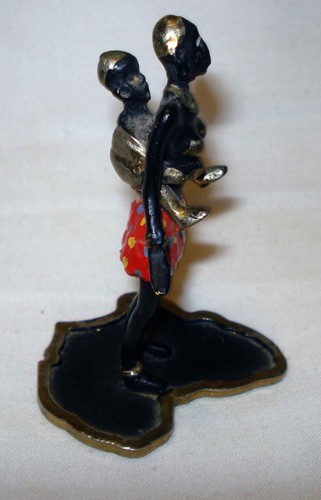 Vintage Cast Metal Hand Painted Miniature Africa Tribal Mother w/Baby ...