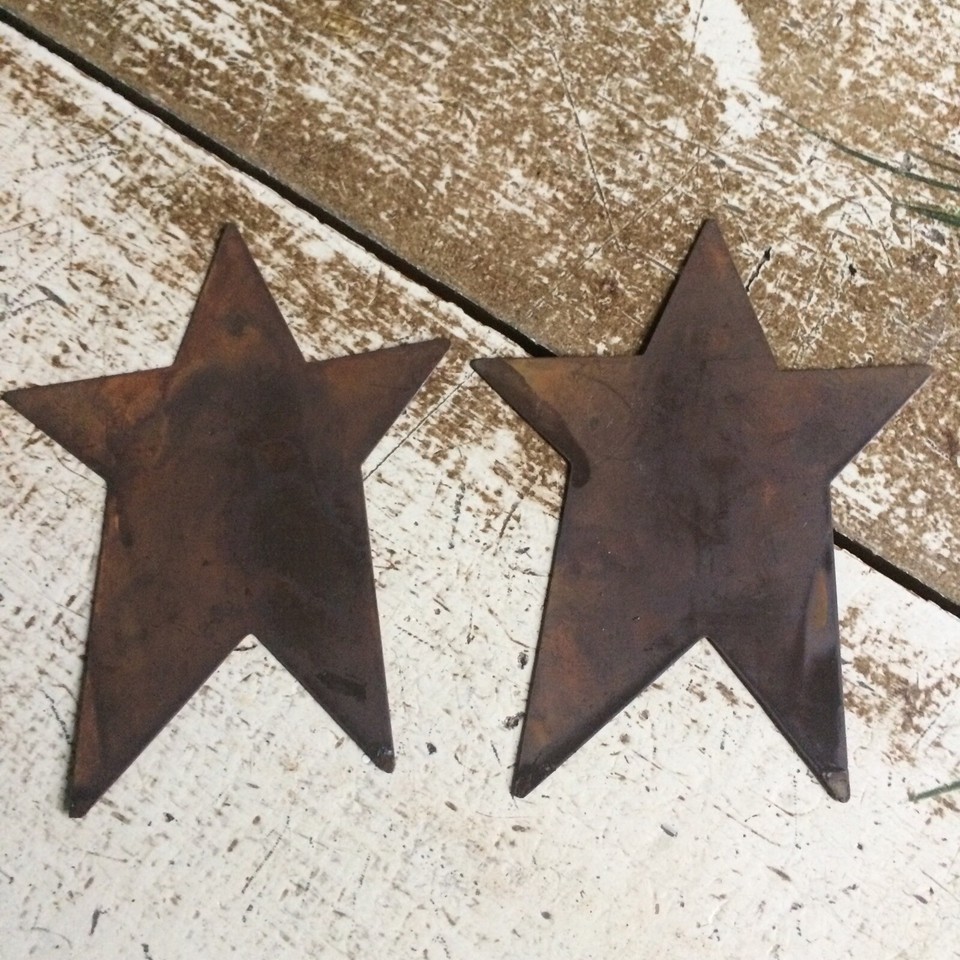 6 Rusty Tin Primitive Stars 4" Flat Whimsical Craft Folk Cutout Cutouts ...