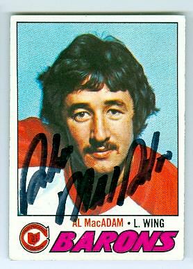 Al MacAdam autographed hockey card (Cleveland Barons) 1977 Topps #149 ...