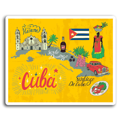 2 x 10cm Cuba Havana Travel Map Vinyl Stickers - Sticker Laptop Luggage ...