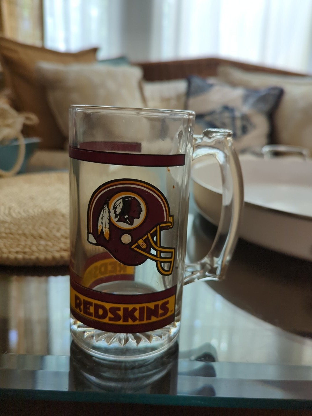 Vintage Washington Redskins Football Beer Mug 7" Tall Glass NFL | eBay