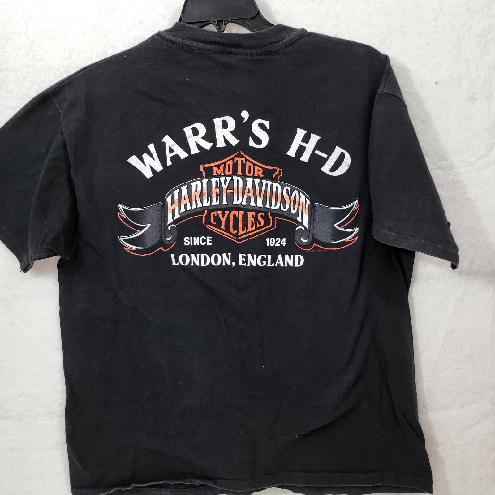 Harley Davidson 1987 Warr's HD London England T Shirt… - Gem