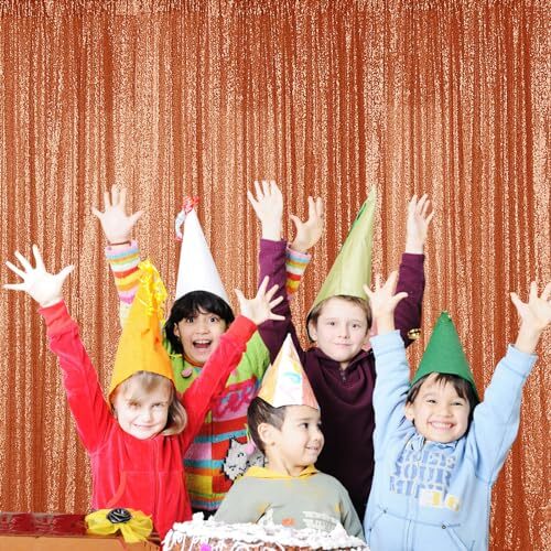 Orange Sequin Backdrop Curtain 4 Panels 2FTx8FT Glitter Orange ...