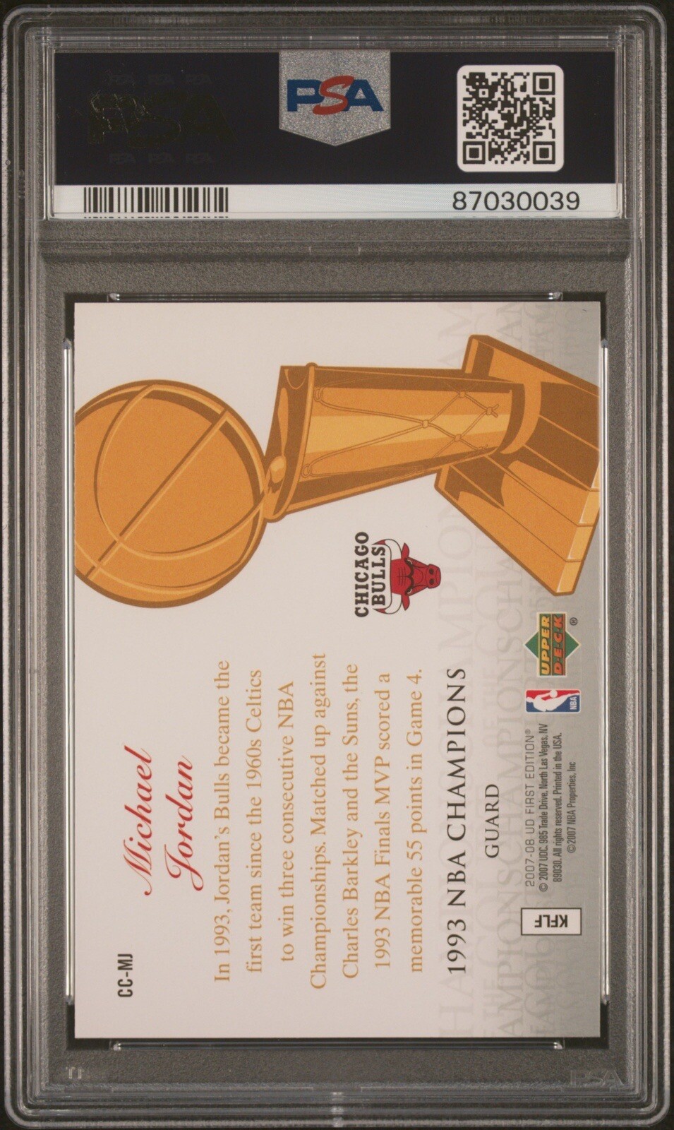 2007-08 UD First Edition #CC-MJ Michael Jordan Champions of Court PSA 9 ...