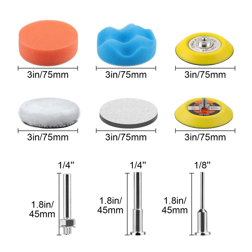 133 pcs Sanding Disc 3 Inch Wet Dry Hook Loop Sandpaper Polishing Pads ...