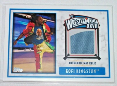 2012 Topps WWE WrestleMania XXVIII Ring Mat Relic Kofi Kingston New Day ...