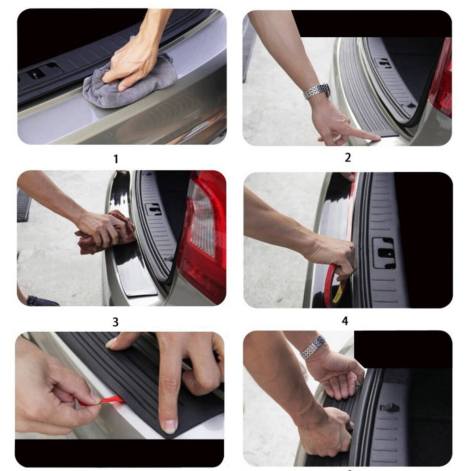 Rear Boot Bumper Sill Rubber Cover Guard Trim Pad Moulding Protector ...