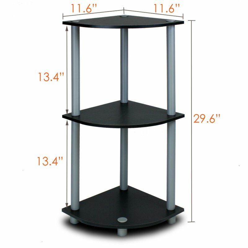 Furinno Turn-N-Tube Wood 3-Tier Corner Display Rack in Black/Gray | eBay