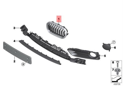 Genuine BMW F20N Front Radiator Kidney Urban Grille Right OEM ...