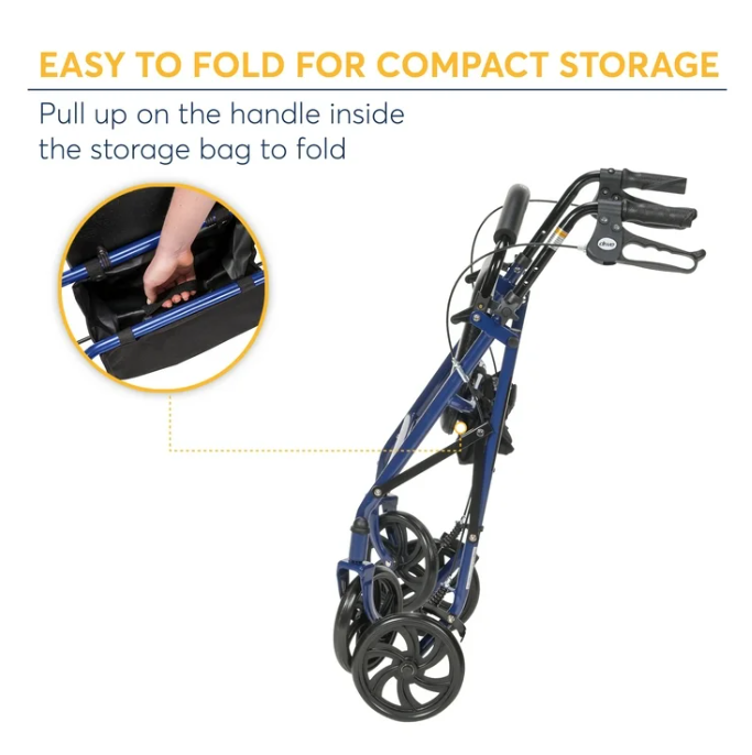 Drive Medical 10257BL 1 4 Wheel Rollator Walker With Seat, Steel ...
