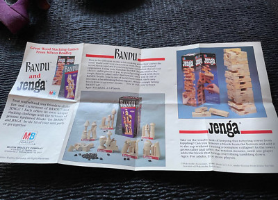 Bandu Jenga Games Milton Bradley 1992 Flyer Ads Vintage Advertising ...