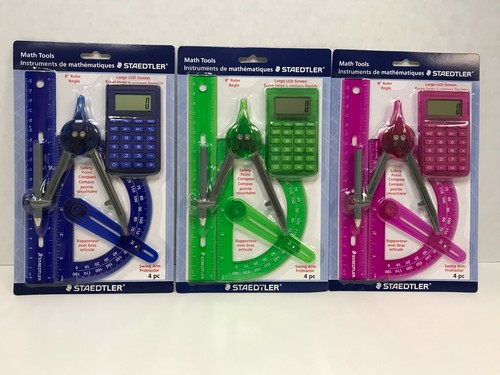 Staedtler 4 Piece Set Math Instruments Ruler Protractor Compass ...