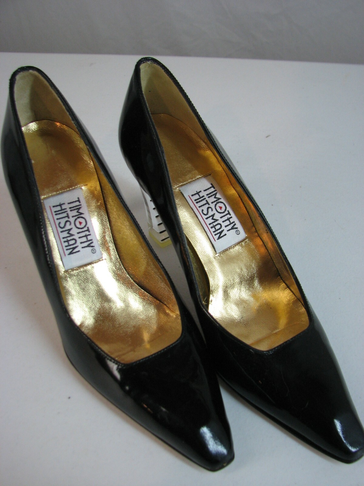 Timothy Hitsman Black Patent Leather Heel with Lucite… - Gem