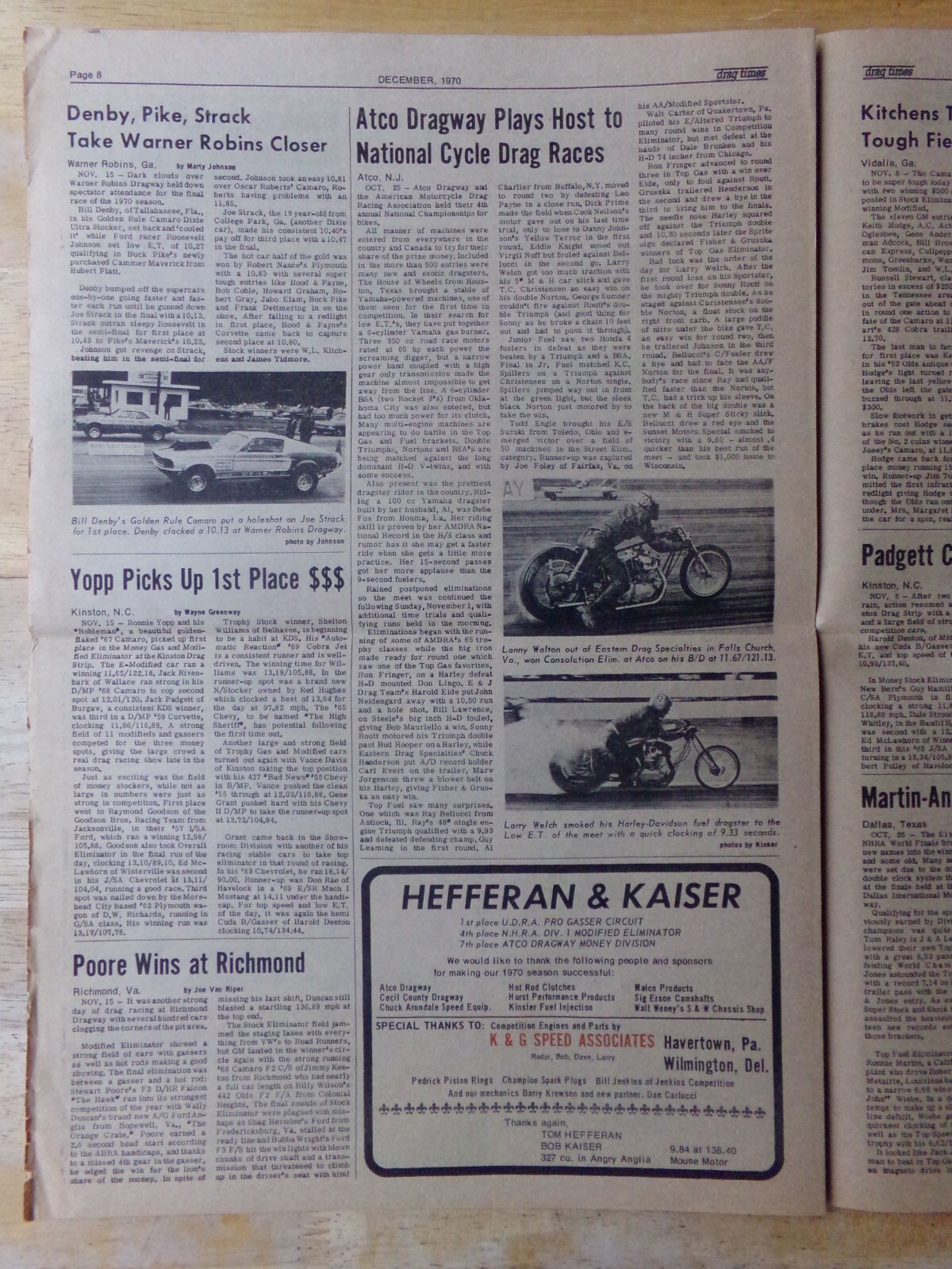 1972 Drag Times-"Super Dart"-Gabelich's "Blue Flame"-Tommy Ivo-Gene ...