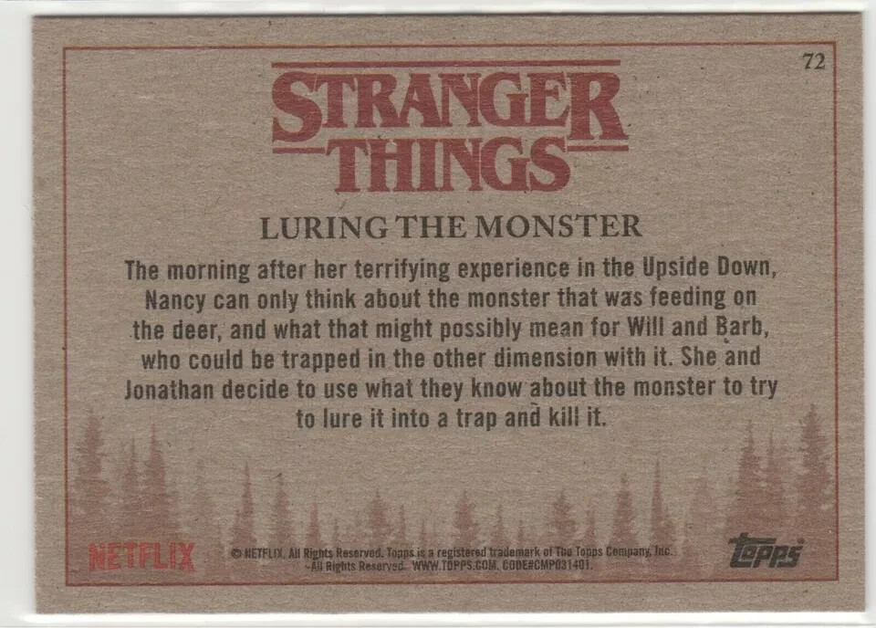Luring the Monster #72 Stranger Things 2018 Season One Netflix | eBay