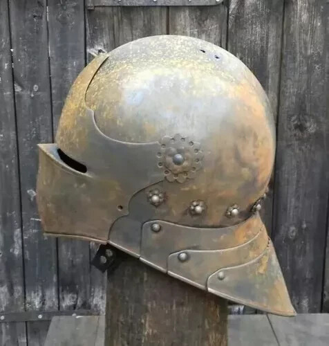 Medieval Knight Sallet Helmet Steel Helmet Functional Old Rust Antique ...