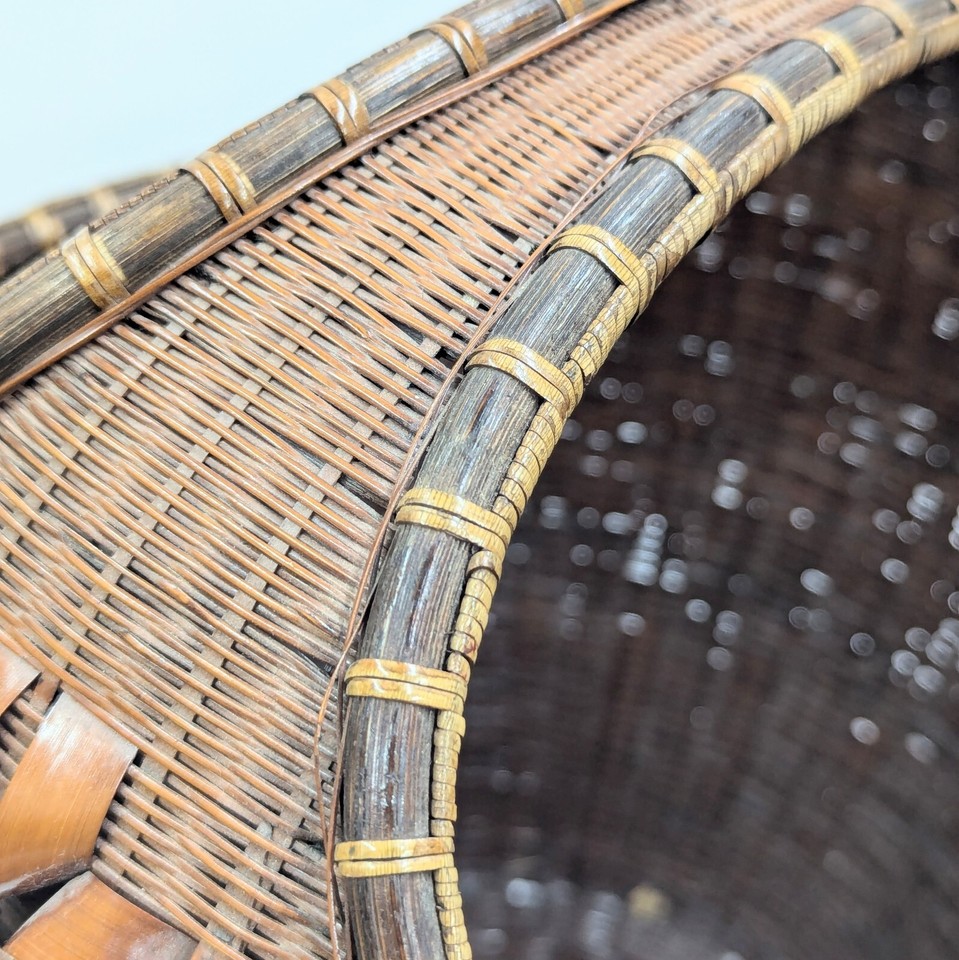 Ikebana Bamboo Woven Style Carrying Arm Basket Market Gathering VTG ...