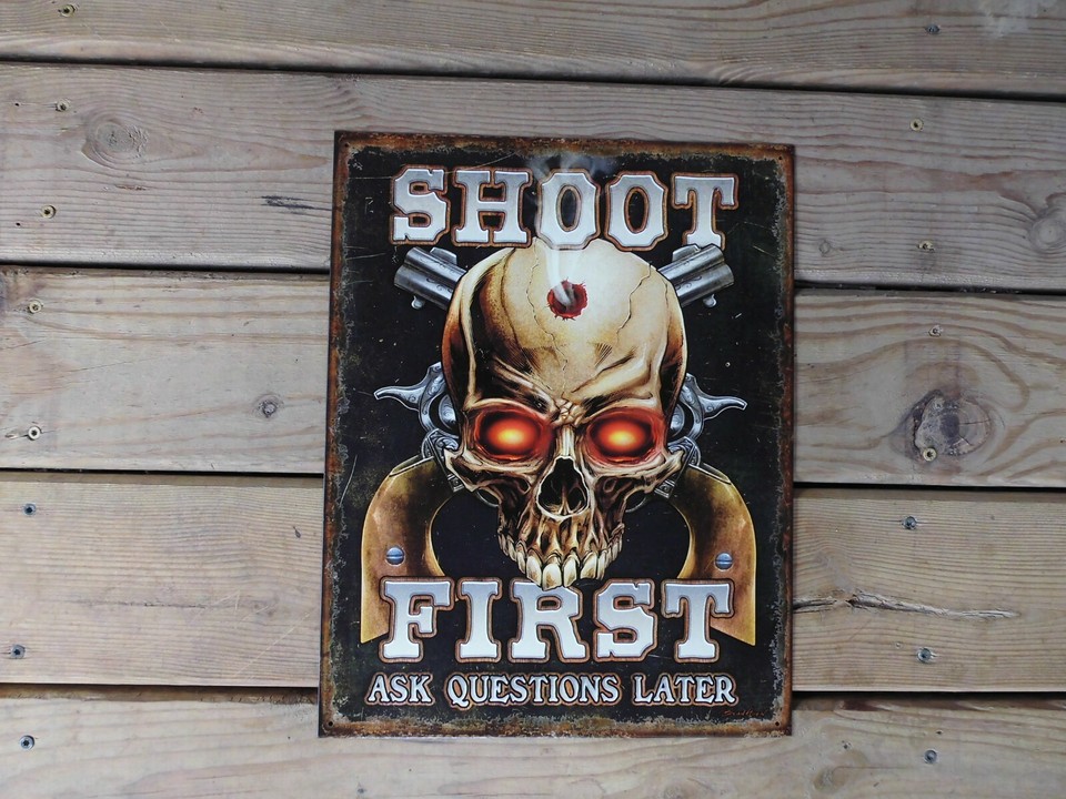 Shoot First ask questions later #2381 Man Cave Garage #Birthday #gift # ...