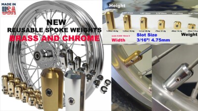 RE-USEABLE CHROME-PLATED BRASS MOTORCYCLE SPOKE WHEEL WEIGHTS BY NO-MAR ...