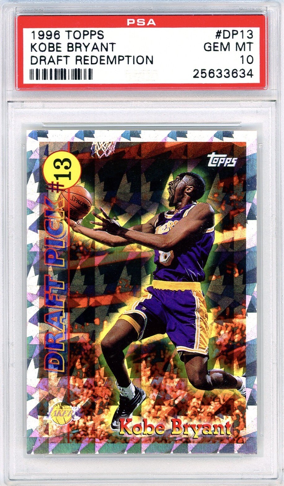 1996 Topps KOBE BRYANT Draft Redemption RC Rookie PSA 10 GEM MINT #DP13 ...