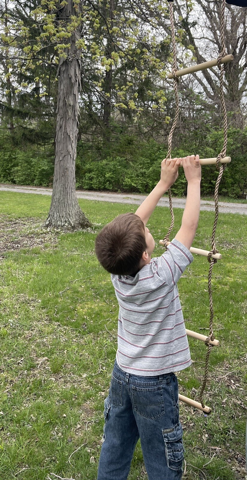 5 Rung Swinging Rope Playground Swing Set Ladder With Metal Attachment ...