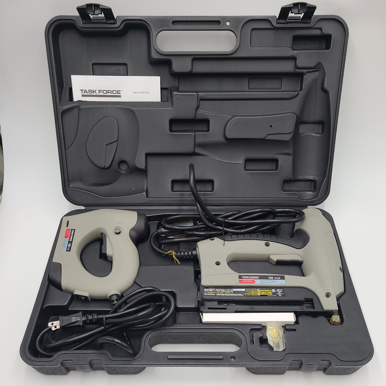 Task Force 120V 18 ga Brad Nailer & Stapler w Hard Case Combo, For ...