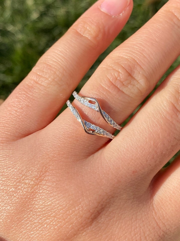 Ladies 14K Two Tone Diamond Ring Jacket | eBay