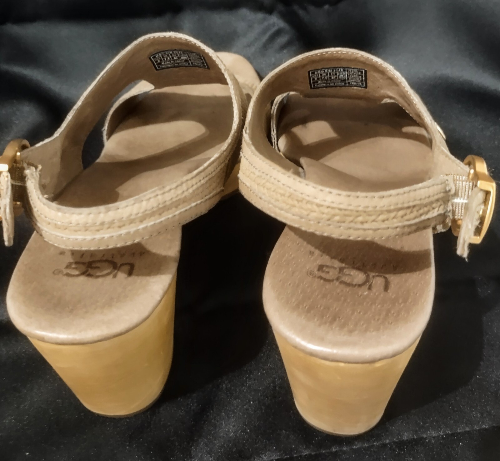 UGG Nadia Tan Leather Chunky Heel Open Toe Sandals Wo… - Gem